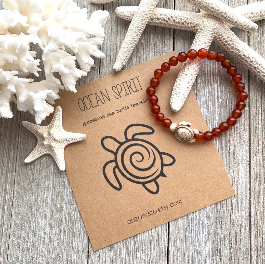 Carnelian Sea Turtle Bracelet: Ocean Inspired Gemstone Jewelry - Etsy