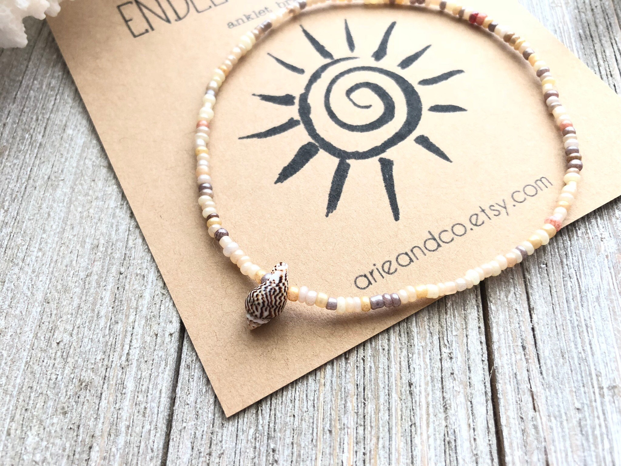 Dainty Sea Shell and Crystals Anklet Bracelet Stretch Anklet - Etsy