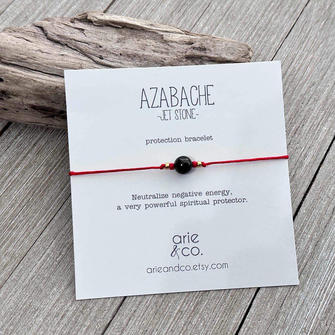 Genuine Azabache Jet Stone Bracelet, Red String Protection Jewelry - Etsy
