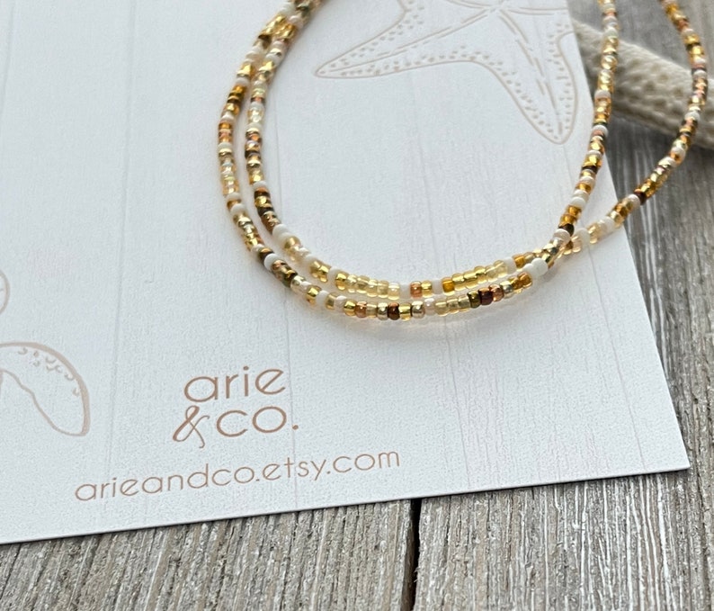 S U N S E T- Dainty Golden Colors Stretchy Beaded Anklet Bracelet ...