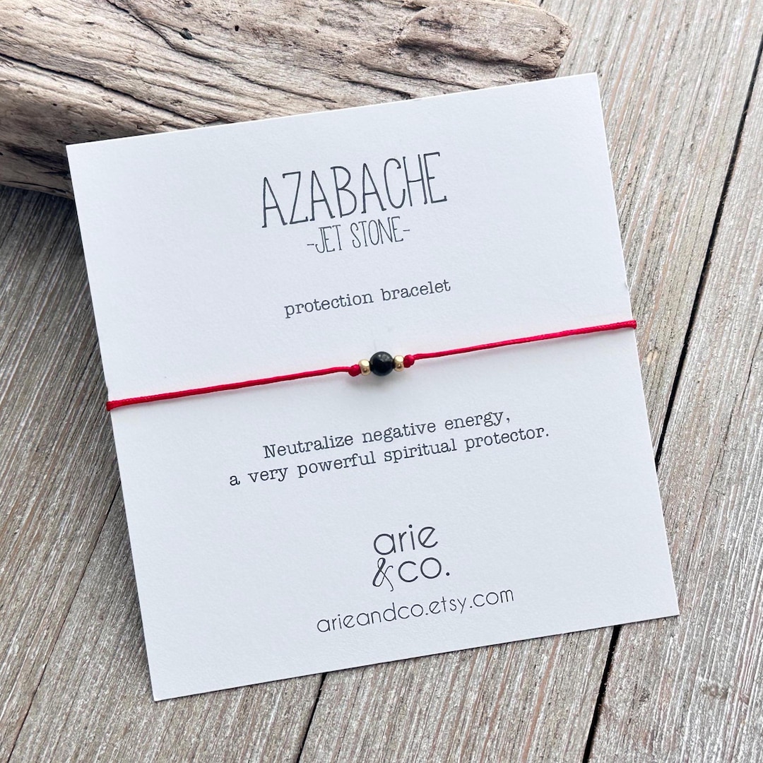 Dainty Genuine Azabache Bracelet, Jet Stone Bracelet Red String ...