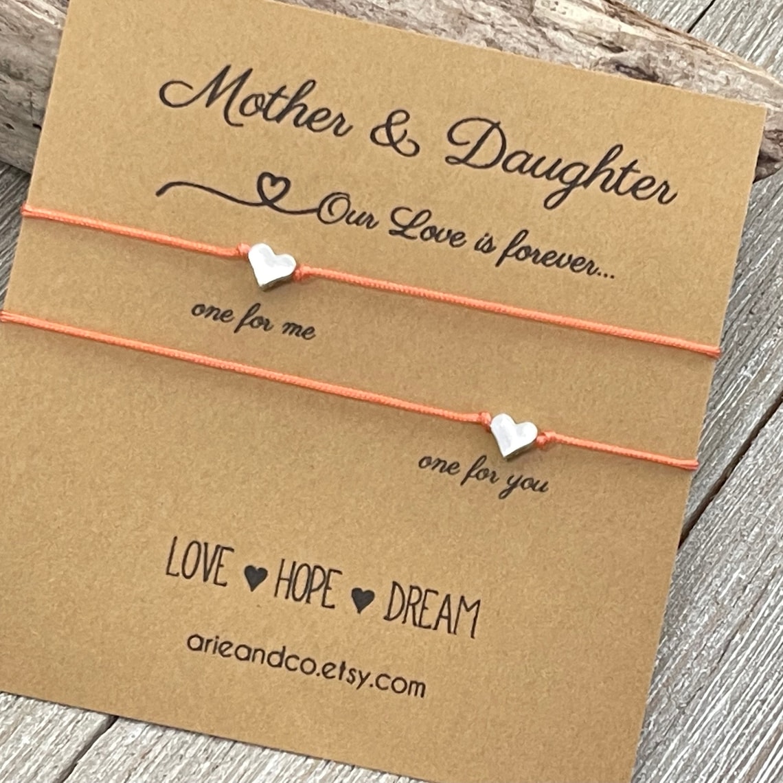 Mother and Daughter Bracelets Mom and Daughter Gift Card - Etsy