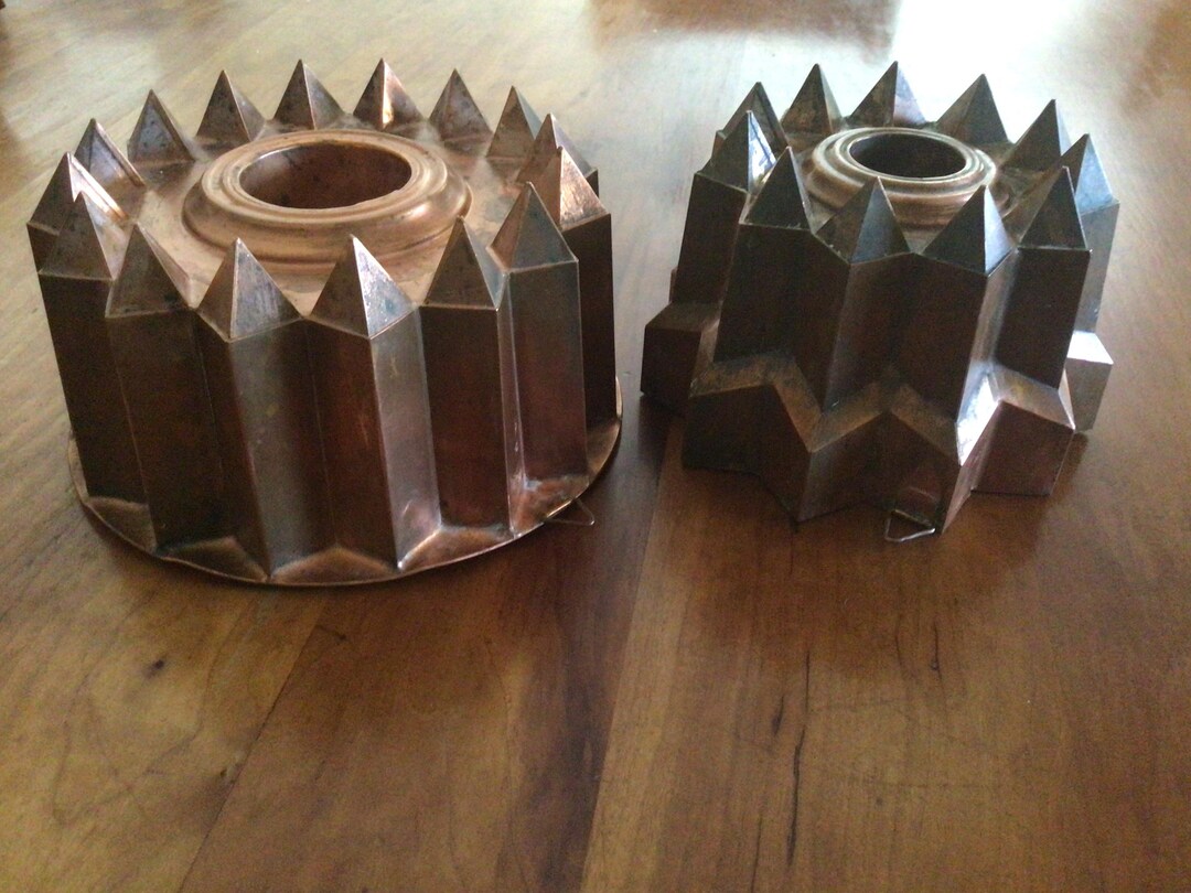 Set of 2 Copper Vintage Kitchen Jelly Molds Bundt Style With Tall ...