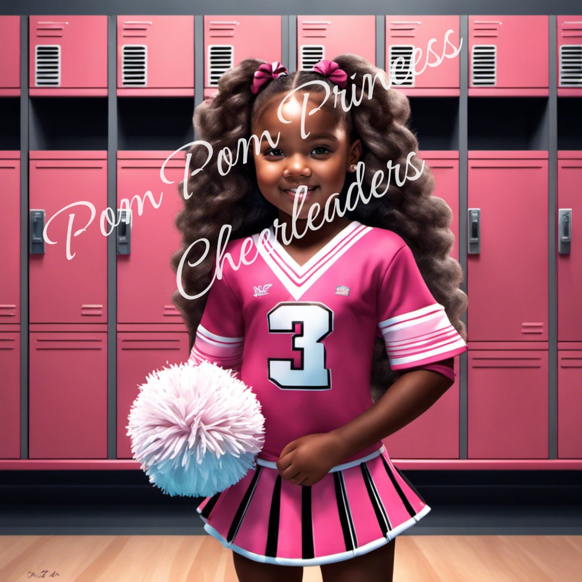 Pom Pom Princess Cheerleaders | 9 PNG Image Bundle, African American ...