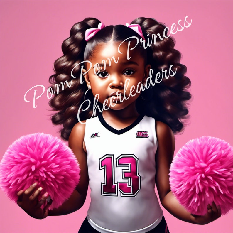 Pom Pom Princess Cheerleaders | 9 PNG Image Bundle, African American ...