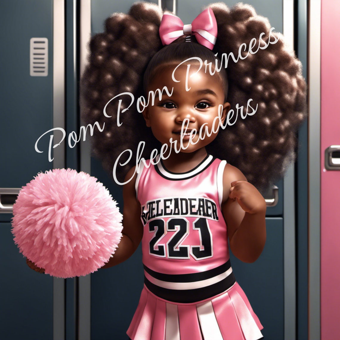 Pom Pom Princess Cheerleaders | 9 PNG Image Bundle, African American ...