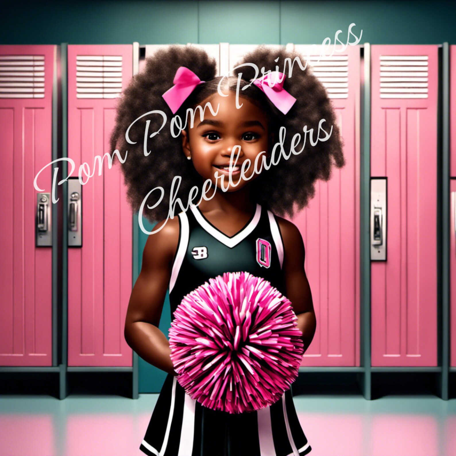 Pom Pom Princess Cheerleaders | 9 PNG Image Bundle, African American ...