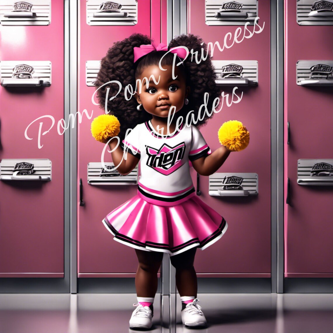 Pom Pom Princess Cheerleaders | 9 PNG Image Bundle, African American ...