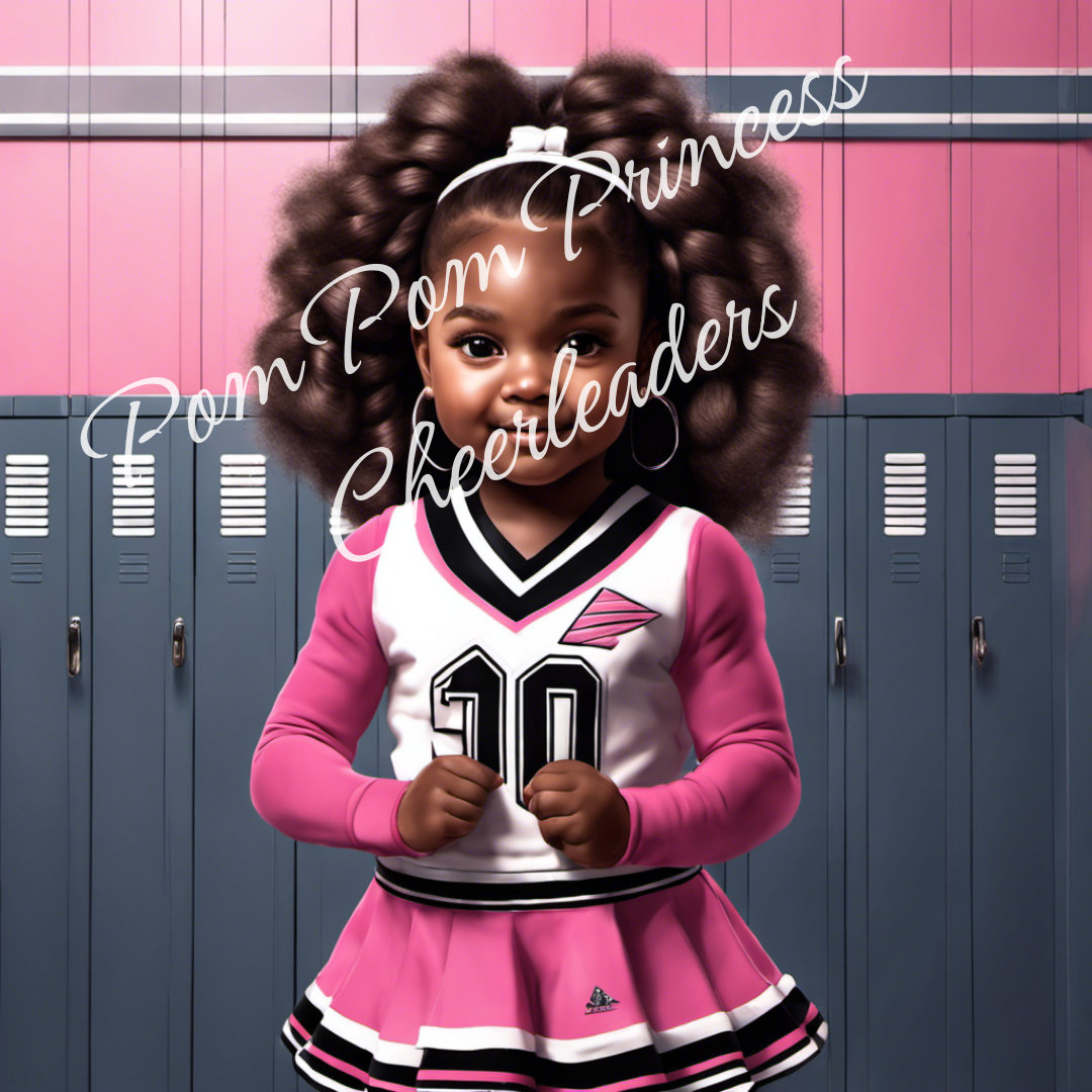 Pom Pom Princess Cheerleaders | 9 PNG Image Bundle, African American ...
