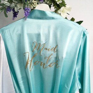 Bridesmaid Robes, Maid of Honor Robe, Set of 3, Turquoise, Aqua, Light ...