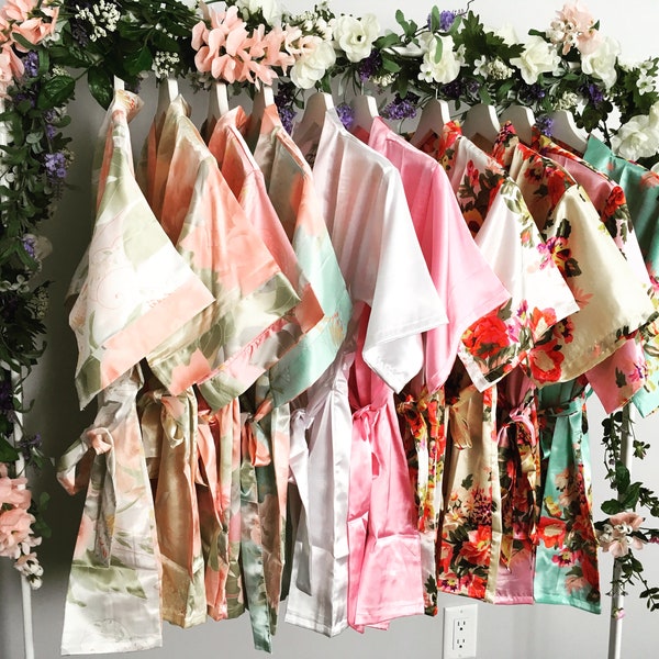 Floral Satin Robe - Etsy