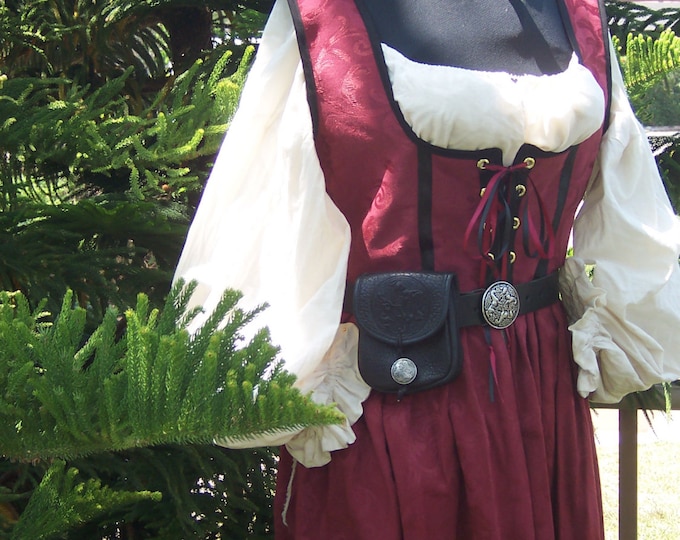 Irish Celtic Wine Brocade Renaissance Costume Pirate Lady Wench Dress ...
