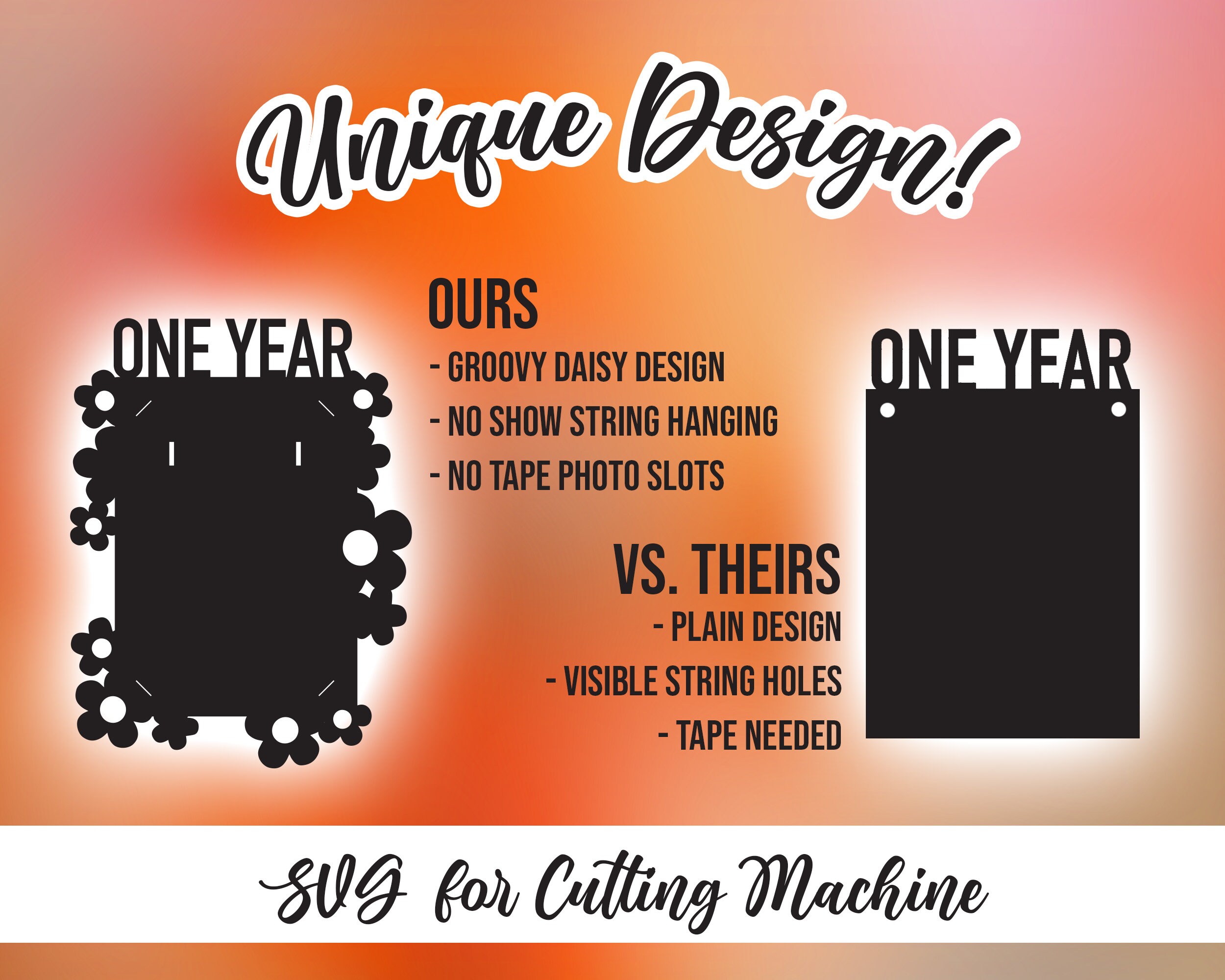 Groovy Daisy Birthday Month Photo Banner Decoration SVG Cricut Party ...