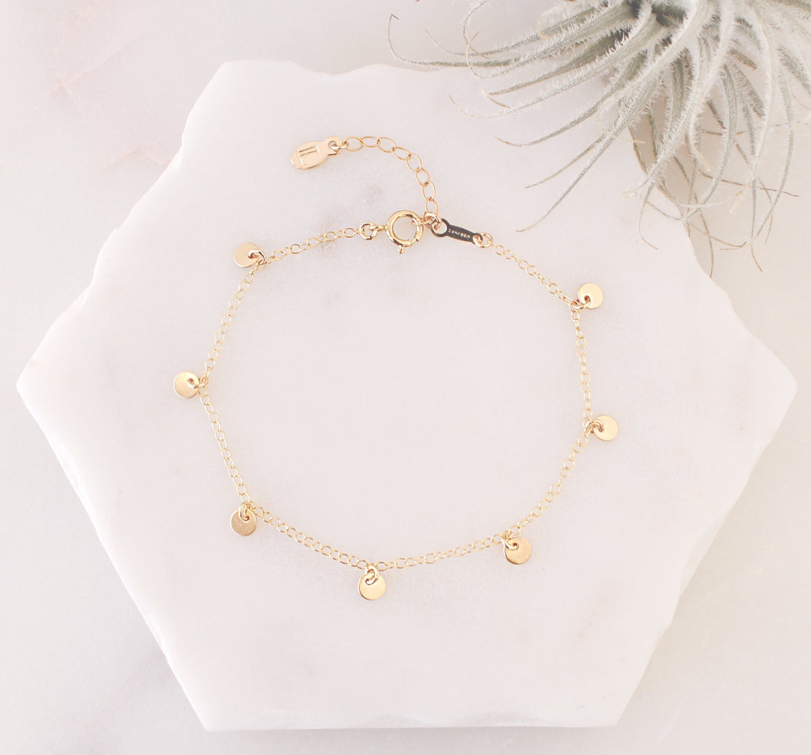 Dainty Gold Disc Bracelet - 14k Gold Filled, 4mm Disc - Etsy