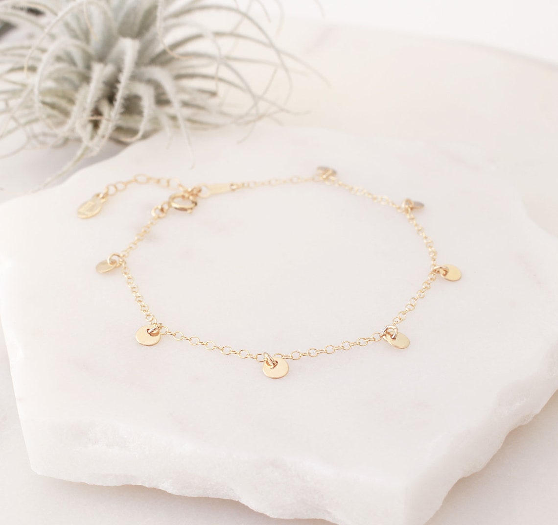 Dainty Gold Disc Bracelet - 14k Gold Filled, 4mm Disc - Etsy