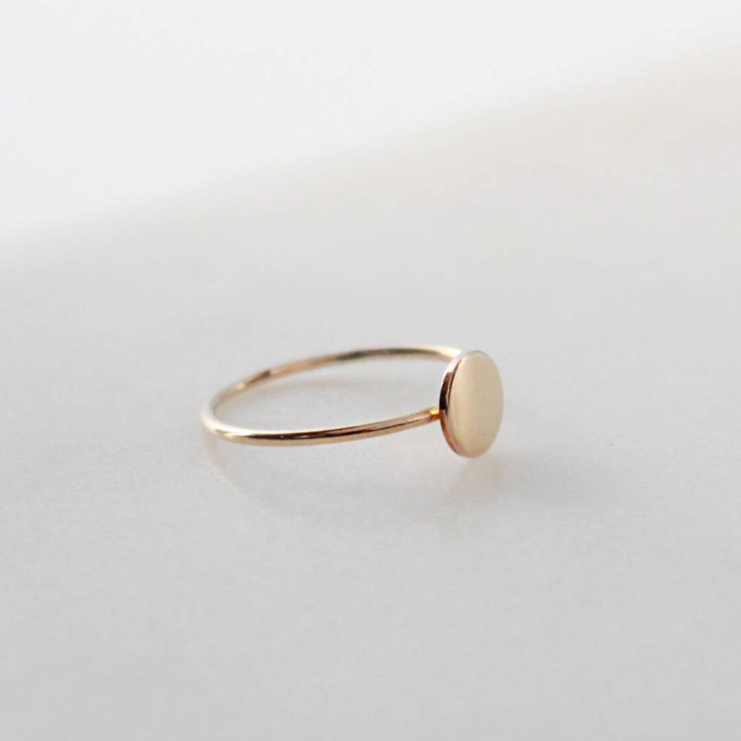 Gold Round Disc Ring - 6.2mm Disc, 1mm Ring, 14K Gold Filled - Etsy