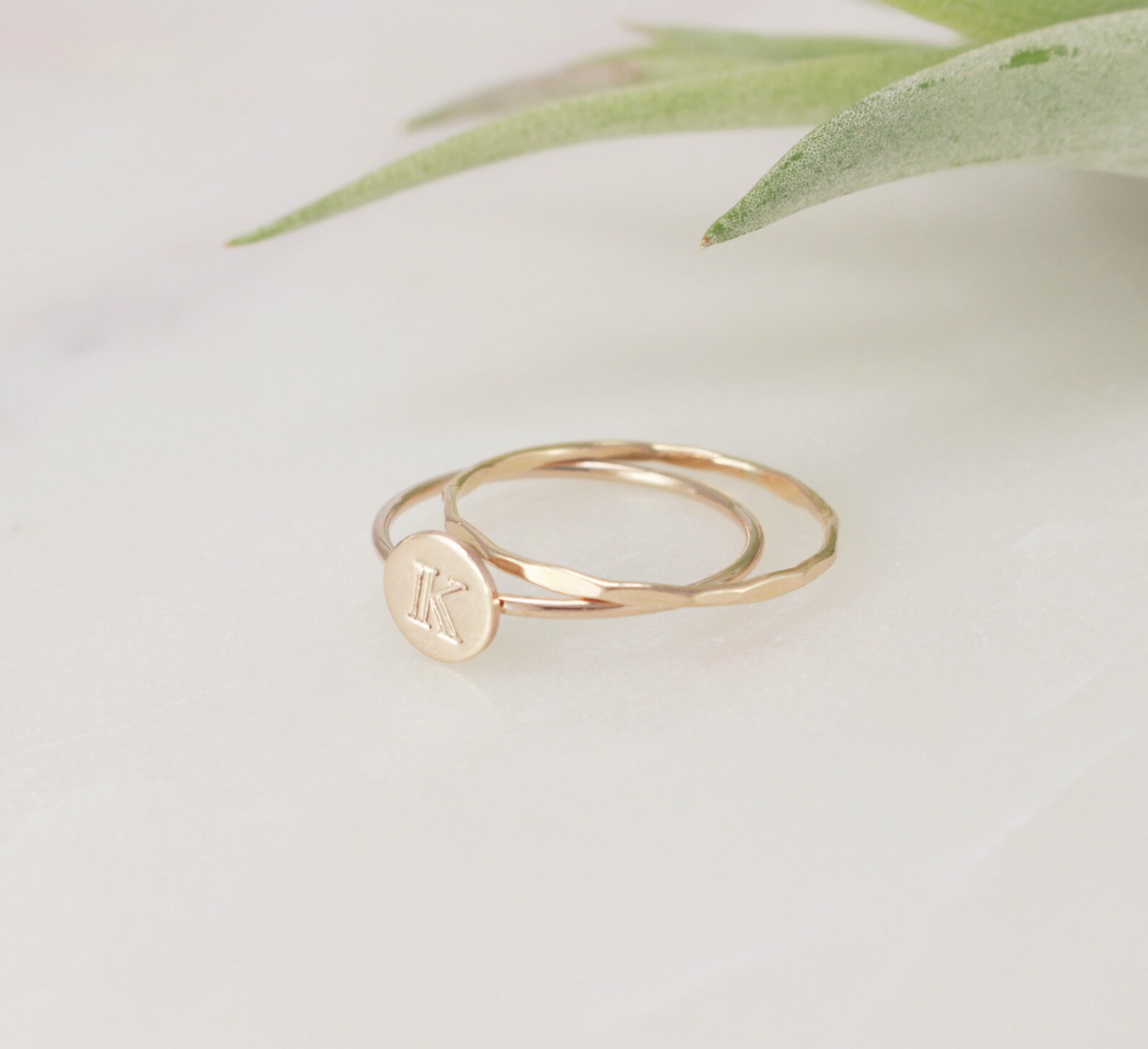 Gold Initial Disc Ring 6mm Disc 3mm Initialfont: Arcadia - Etsy