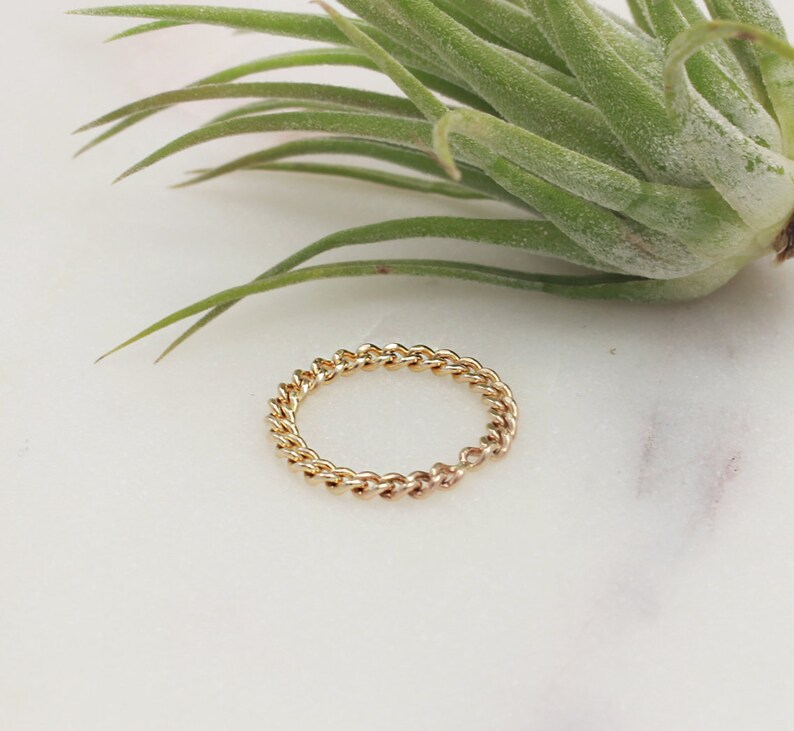 Heavy Chain Ring 2.9mm Flat Curb Chain 14K Gold Filled - Etsy