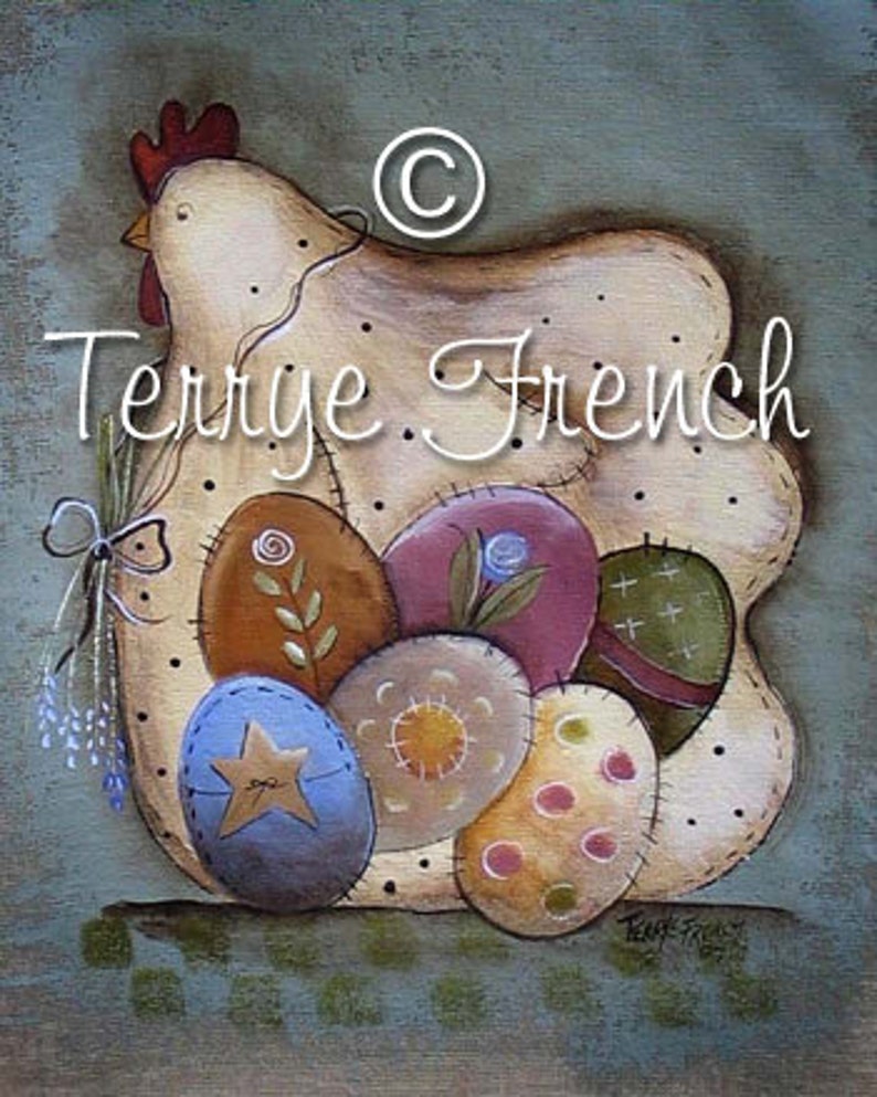 Prim Chick and Her Folk Eggs Terrye French Pattern Packet - Etsy