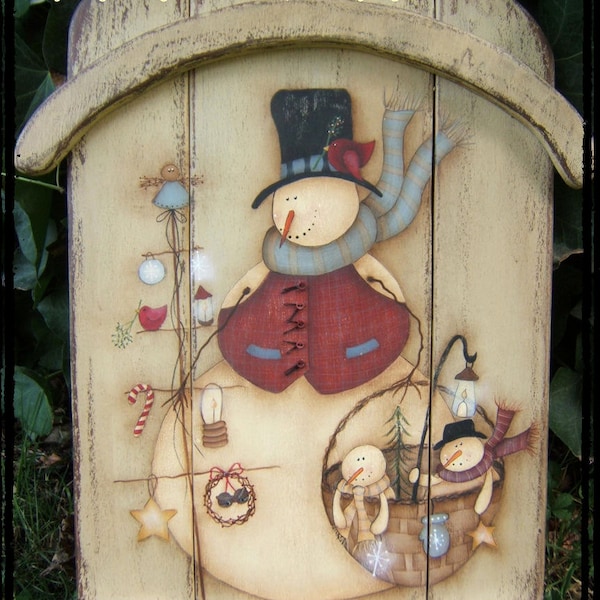 Christmas Magic Snowman Santa Christmas Holiday Winter Tole Painting ...