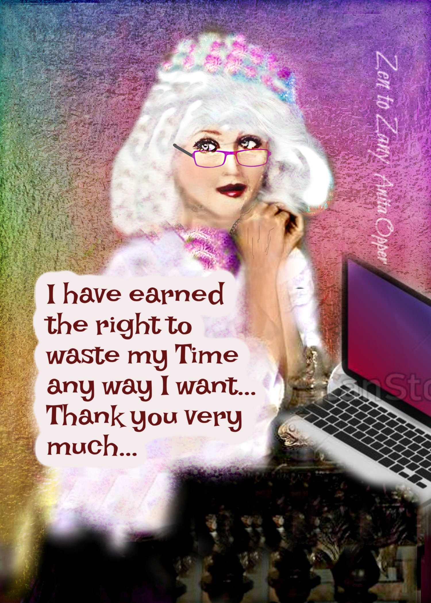 WASTE MY TIME.,... (item #49)..art by Anita....prints and Cards...3 in ...