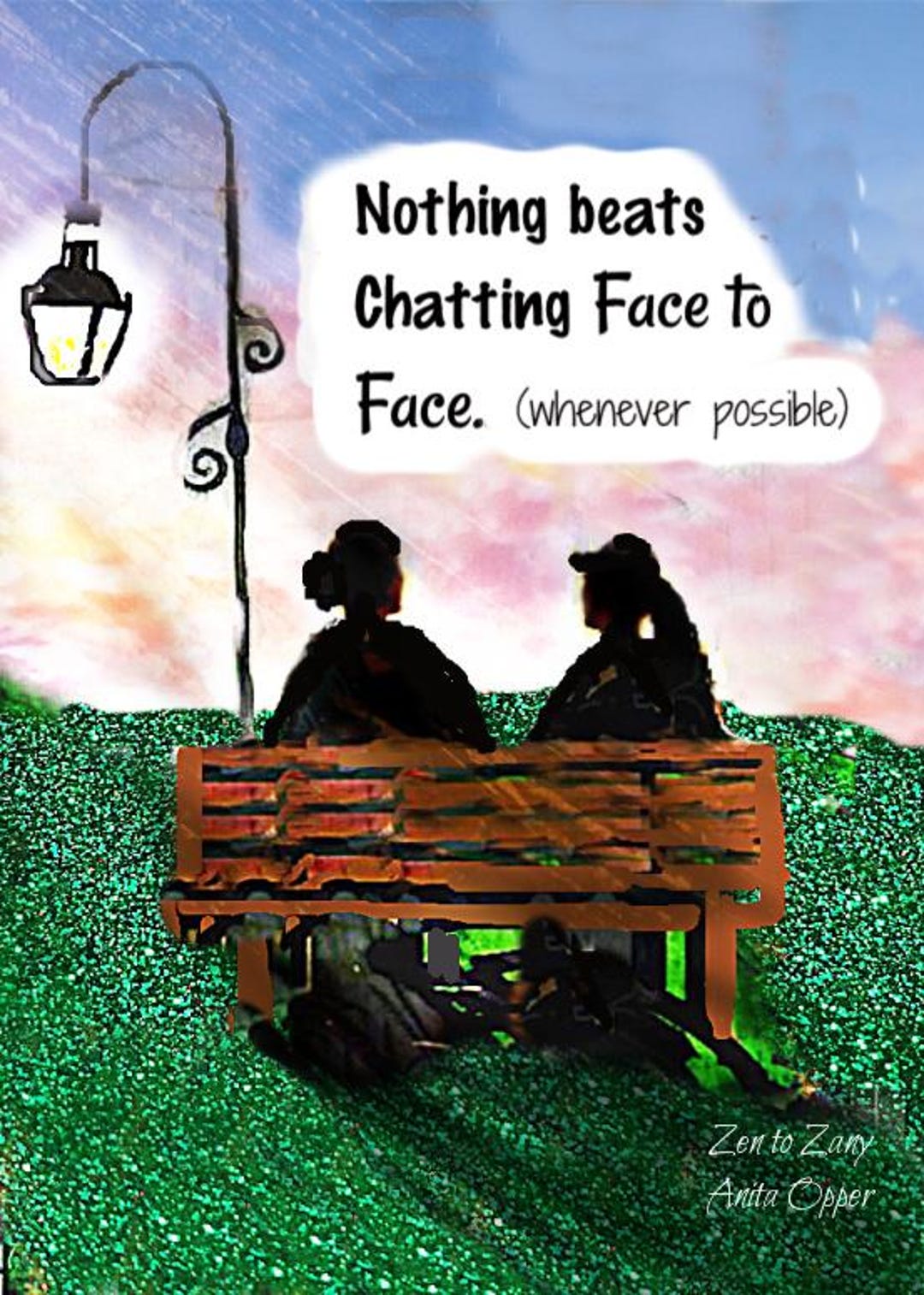 CHATTING FACE to Face...item32823 Prints and Cards..art by Anita - Etsy