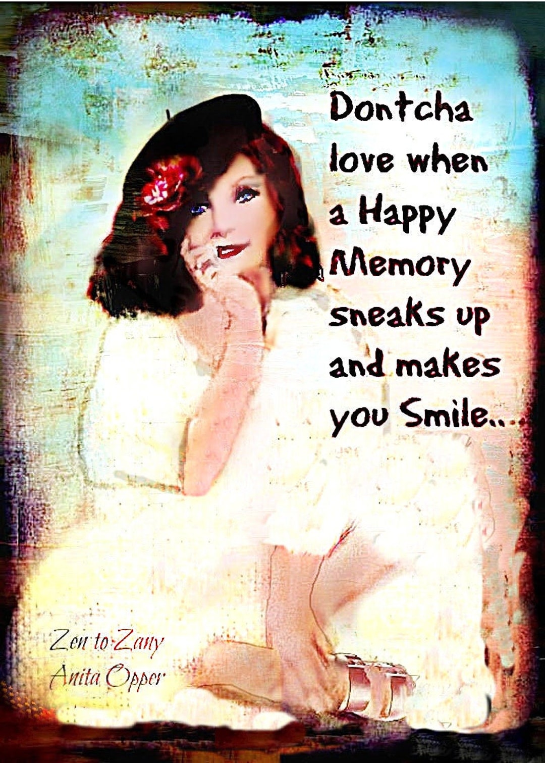 HAPPY Memory......(item #028)..art by Anita....3 in 1 Note Cards ...