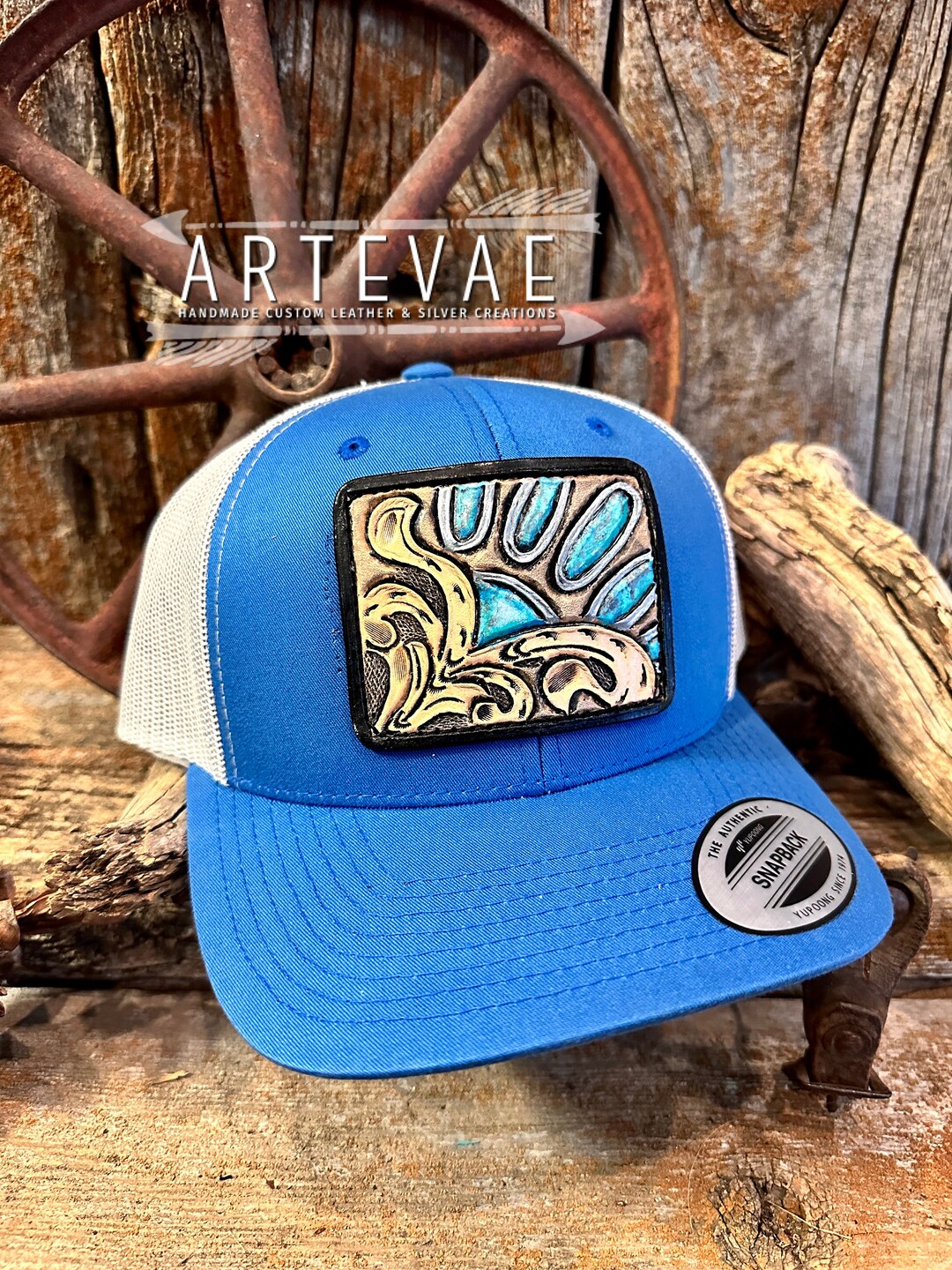 Blue Ball Cap With Western Leather Patch - Etsy