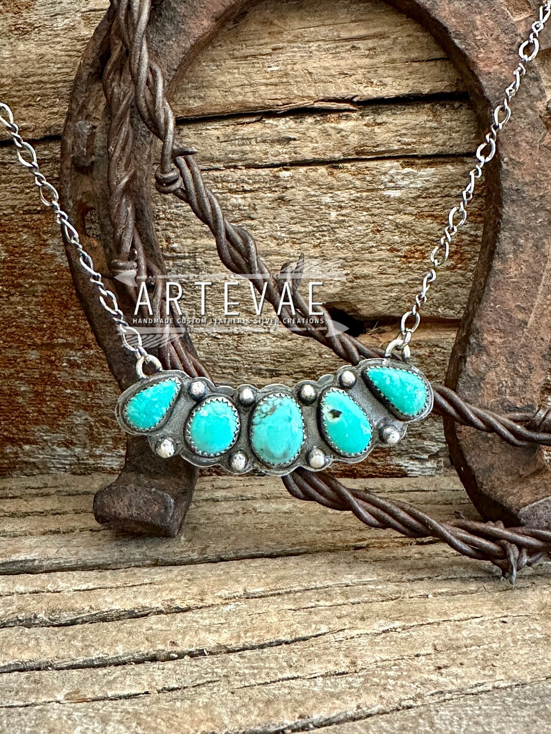 Turquoise Teardrop Bar Necklace - Etsy