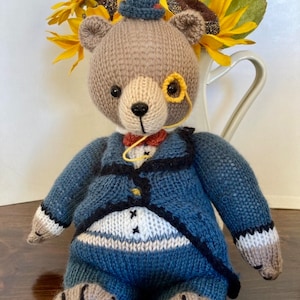Sir Percival, the Gentleman Bear Handmade Knit Toy, Monocle Bear in a ...