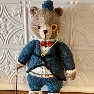 Sir Percival, the Gentleman Bear Handmade Knit Toy, Monocle Bear in a ...