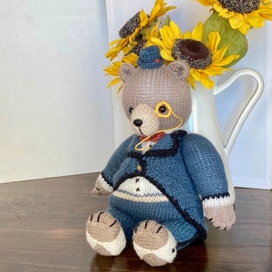 Sir Percival, the Gentleman Bear Handmade Knit Toy, Monocle Bear in a ...