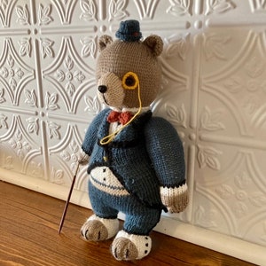 Sir Percival, the Gentleman Bear Handmade Knit Toy, Monocle Bear in a ...
