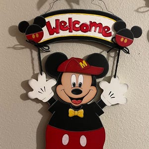 Hanging Welcome Mickey Sign With Interchangeable Outfits - Etsy