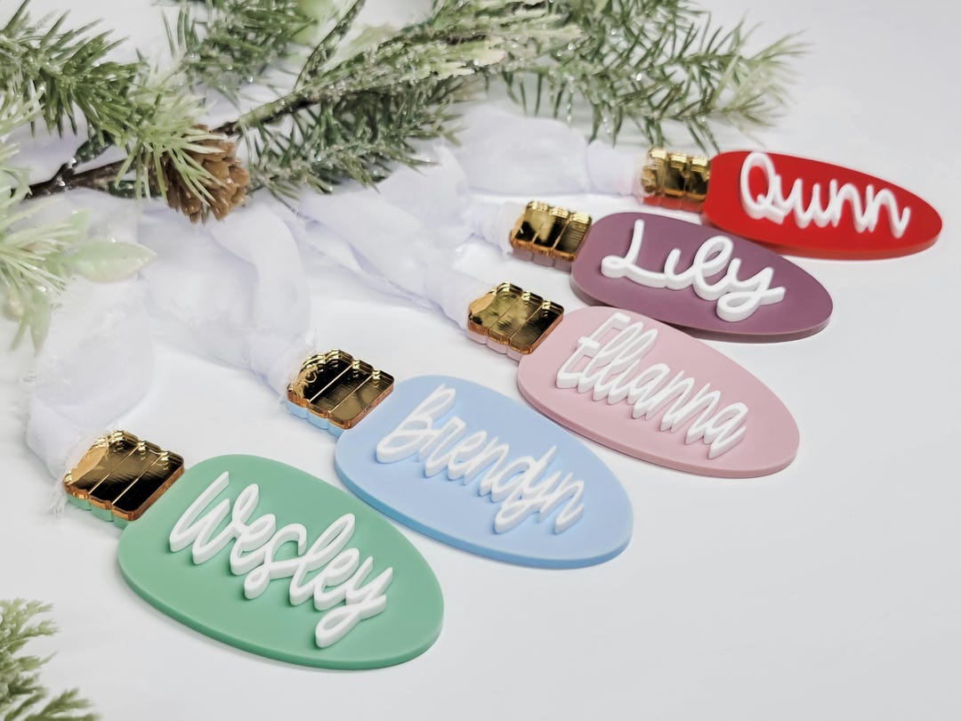 Personalized Christmas Bulb Ornament, Custom Ornament, Bulb Tag ...