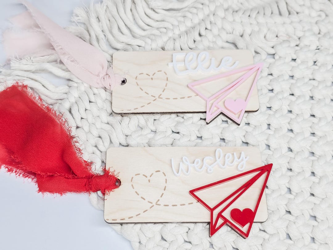 Paper Airplane Valentine's Day Tags, Personalized Valentine's Day Décor ...