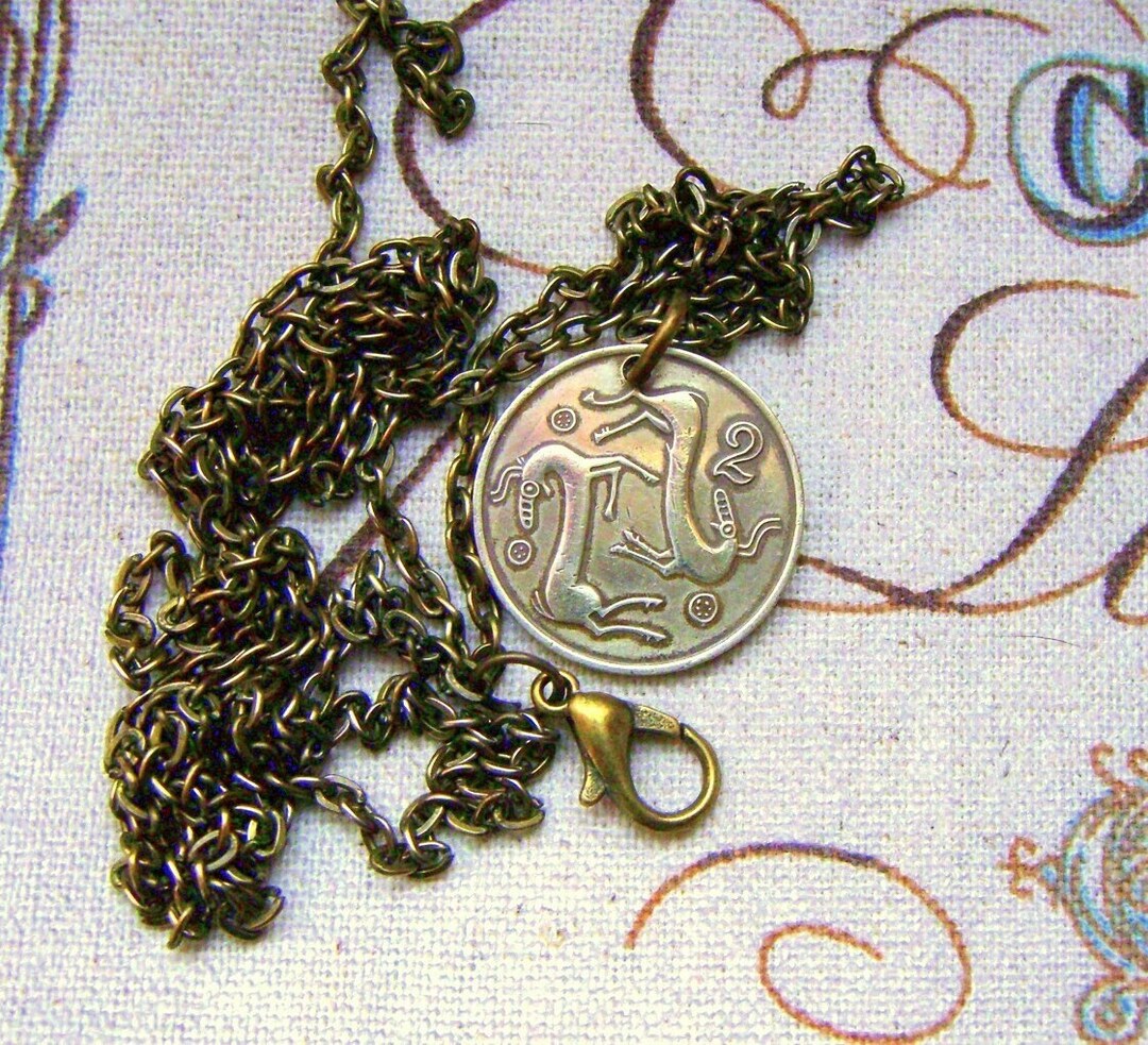 Goats Necklace - Capricorn Twins Gift - Vintage Cyprus Coin - Etsy