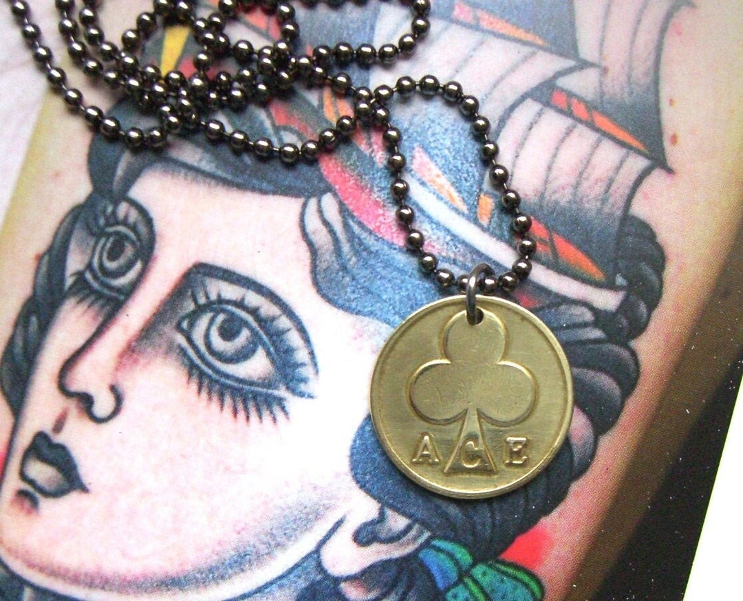 Biker Pendant - 1950's Retro - ACE Cafe Racer Token - Ace of Clubs ...