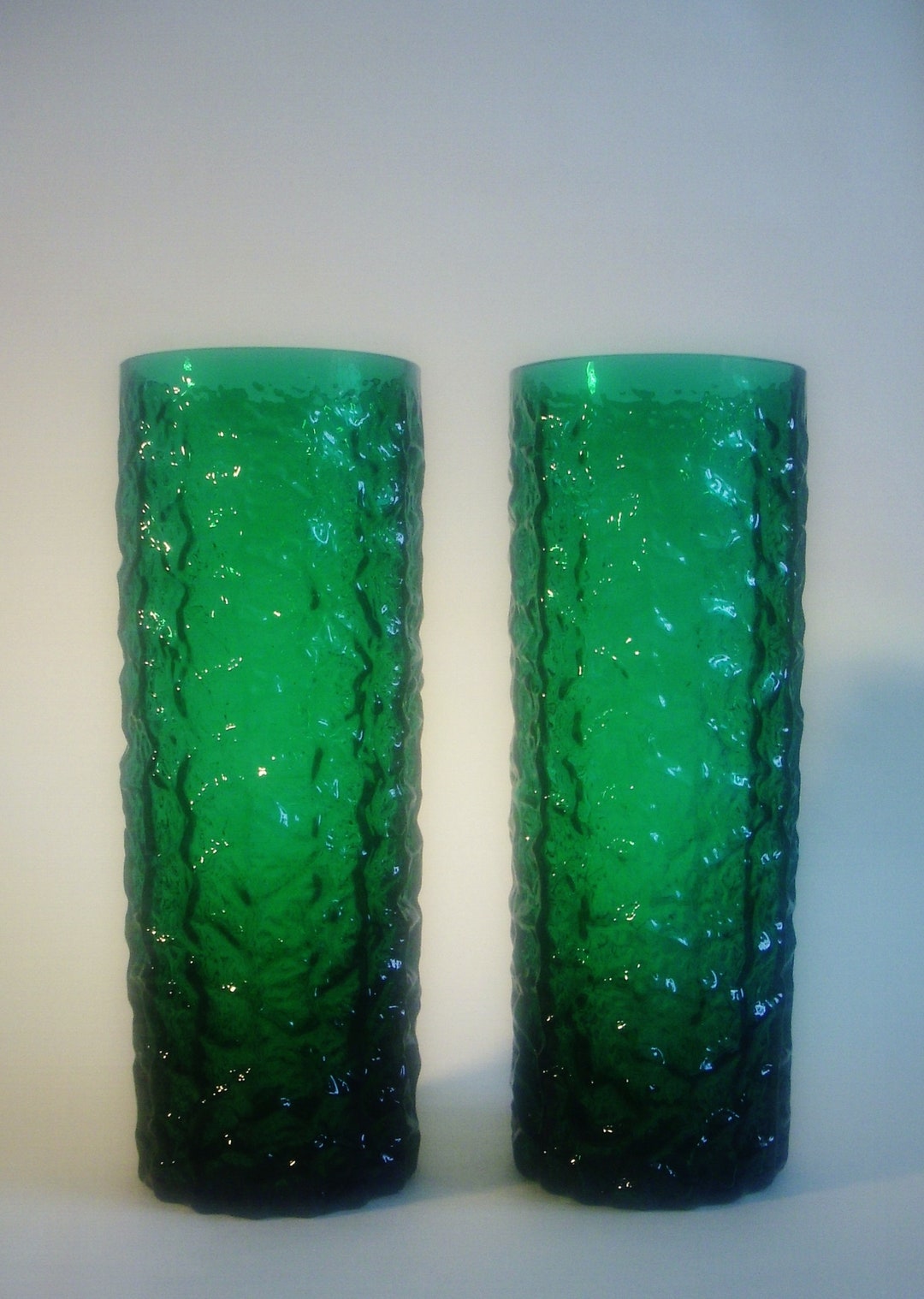 Vintage Pair of Hirschberg Textured Glass Vases - Etsy