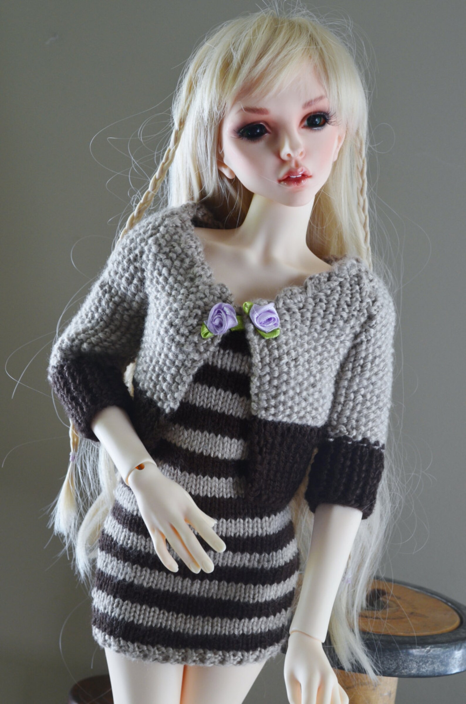 Ball Joint Doll Pretty Hand Knit Striped Dress and Matching | Etsy