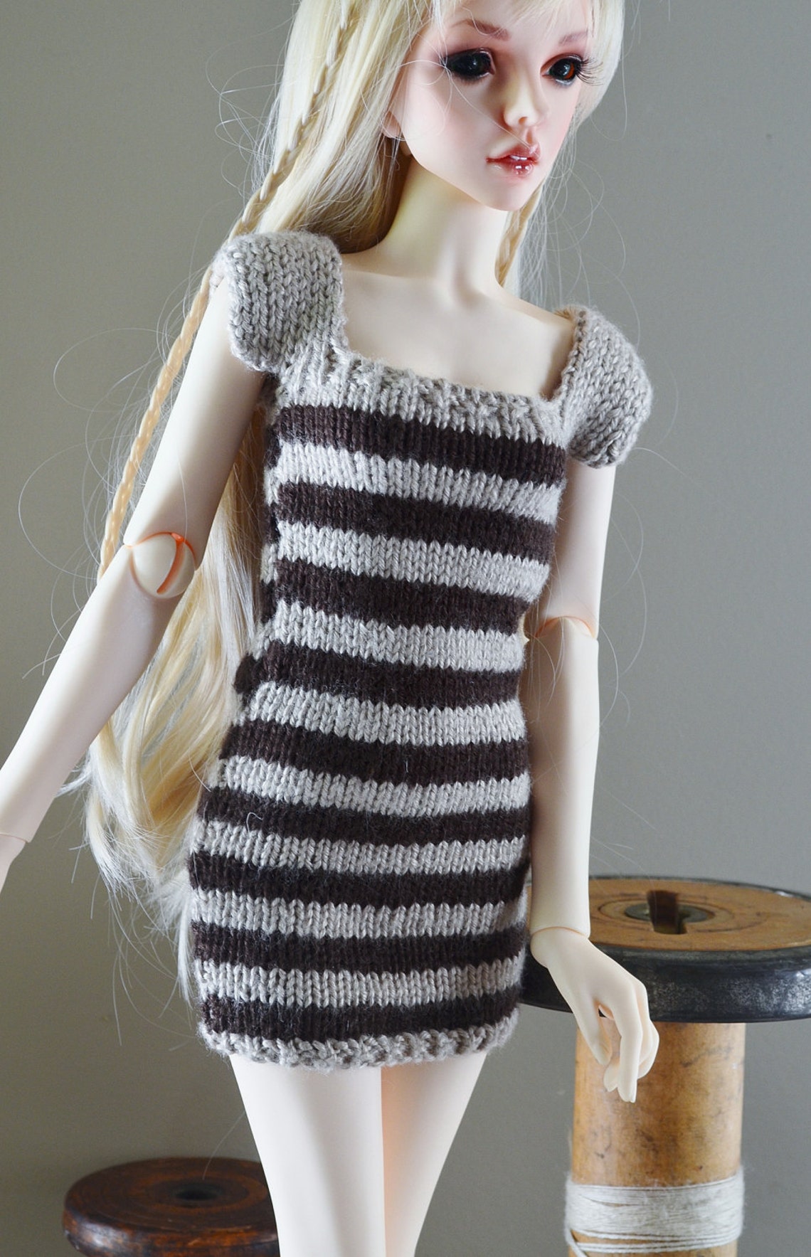 Ball Joint Doll Pretty Hand Knit Striped Dress and Matching | Etsy