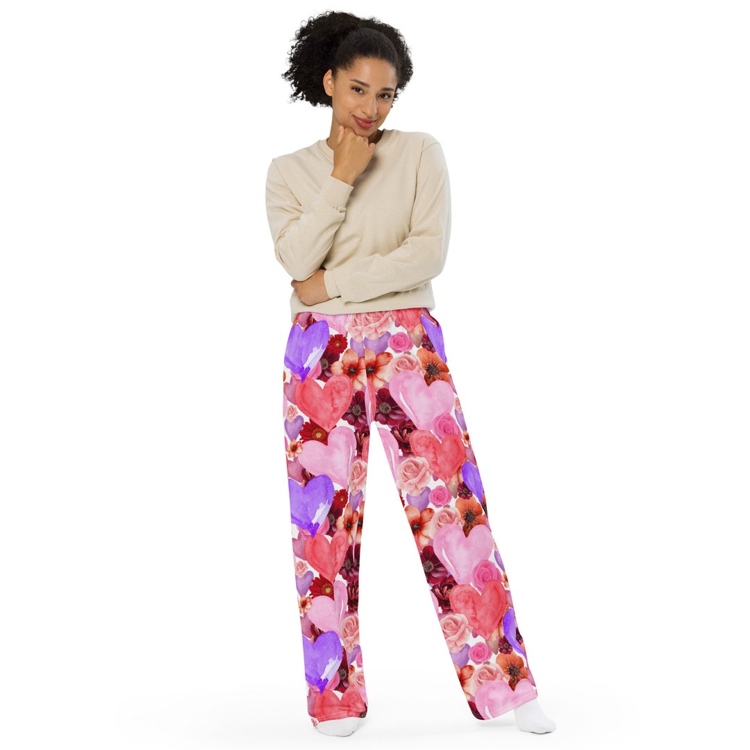 Valentine's Day Watercolor Hearts Baggy All-over Print Unisex Wide-leg ...