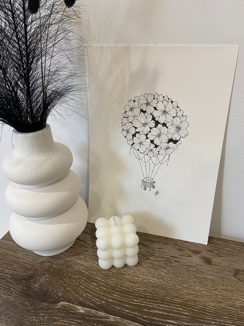 A4 Fineline Drawing Wall Art Hand Drawn Design Floral Artwork - Etsy