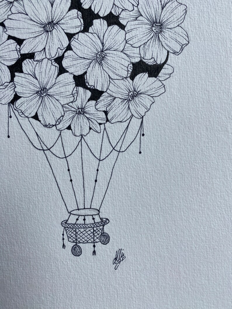 A4 Fineline Drawing Wall Art Hand Drawn Design Floral Artwork - Etsy