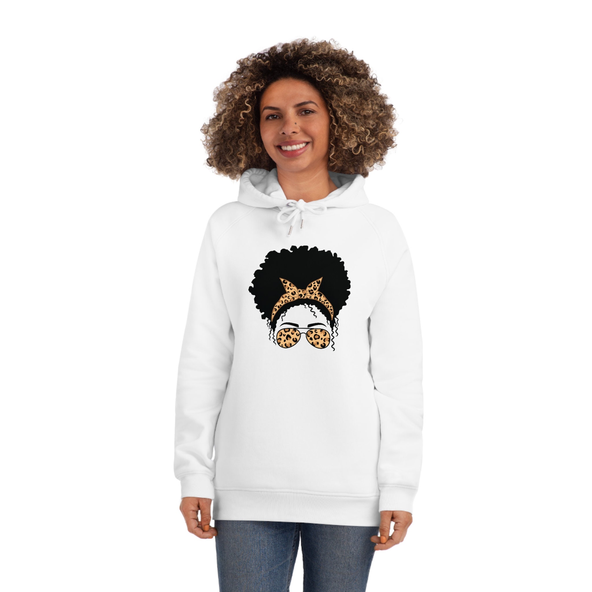 Black Woman Face Aviator Glasses Bandana and Leopard Print Afro Women ...