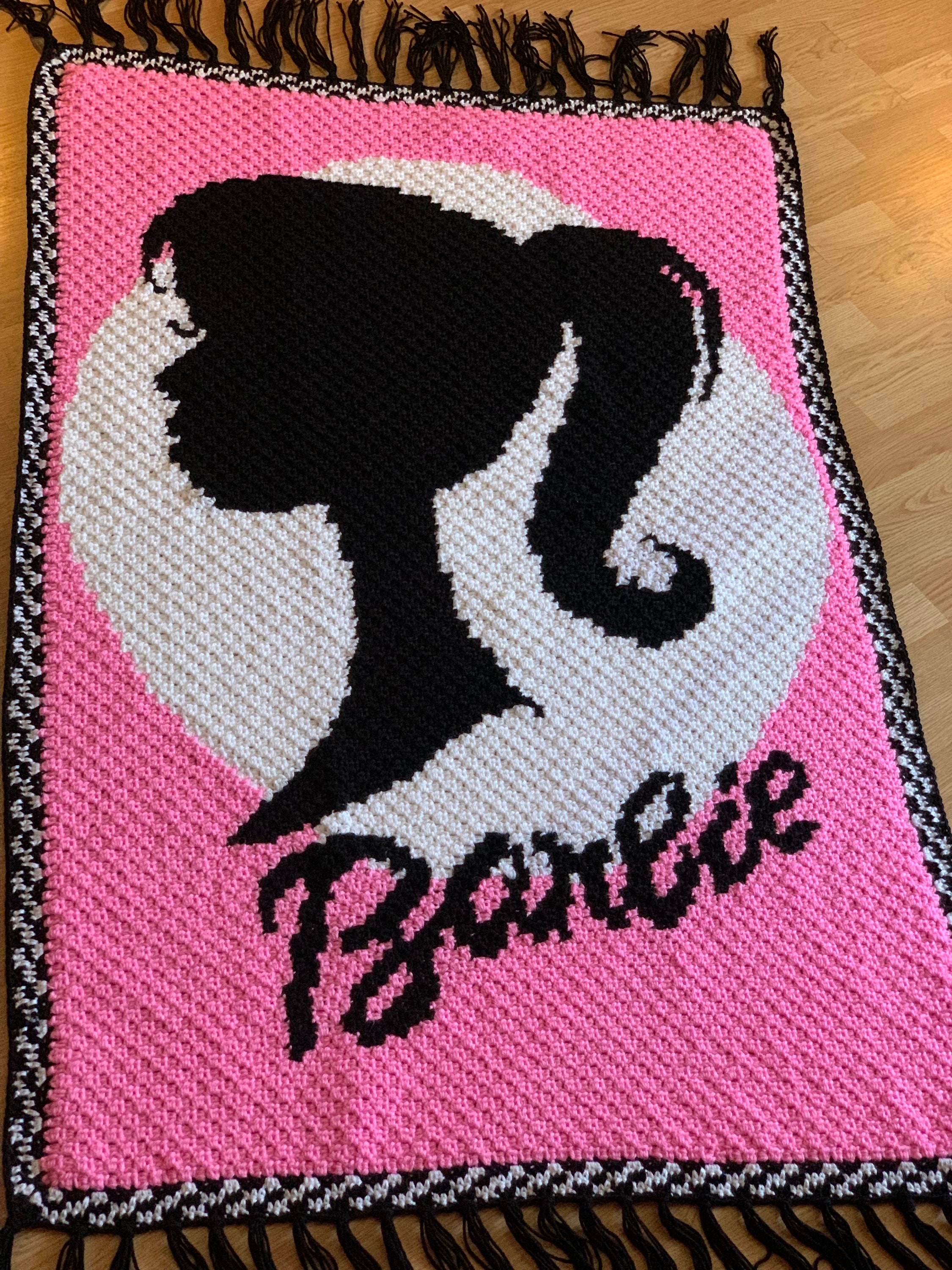 Afghan Throw Blanket Silhouette Female Pink, Black and White. - Etsy