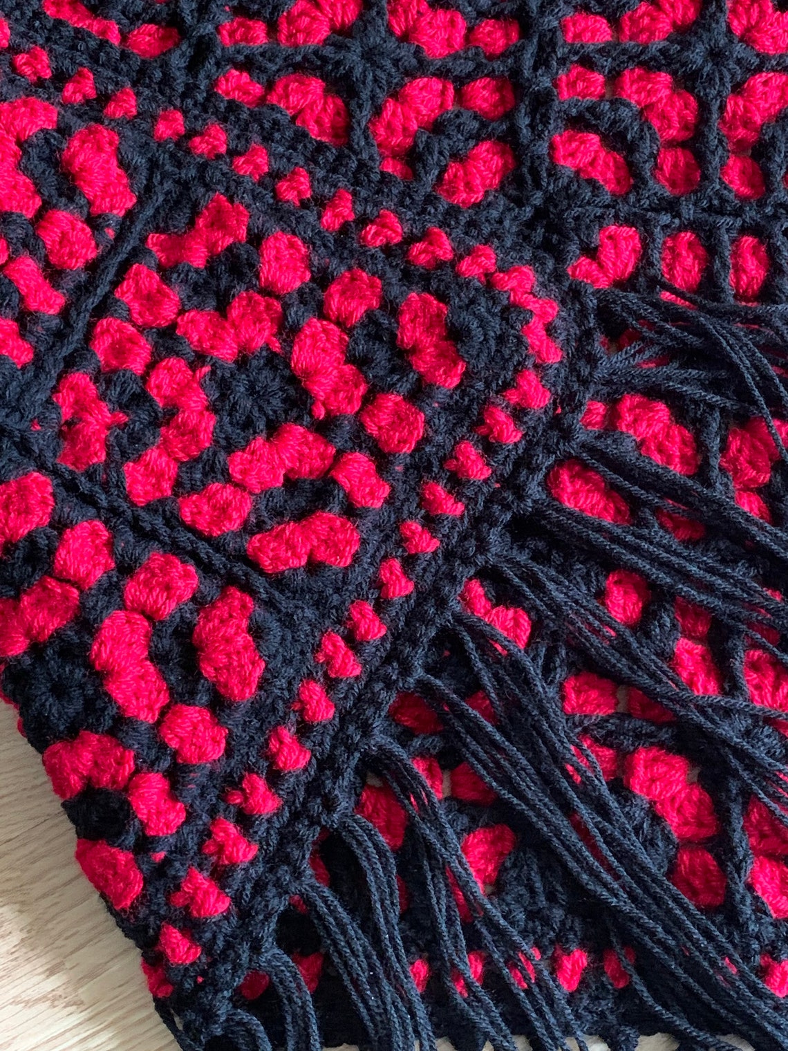 Afghan Throw Blanket Black and Cardinal Red - Etsy