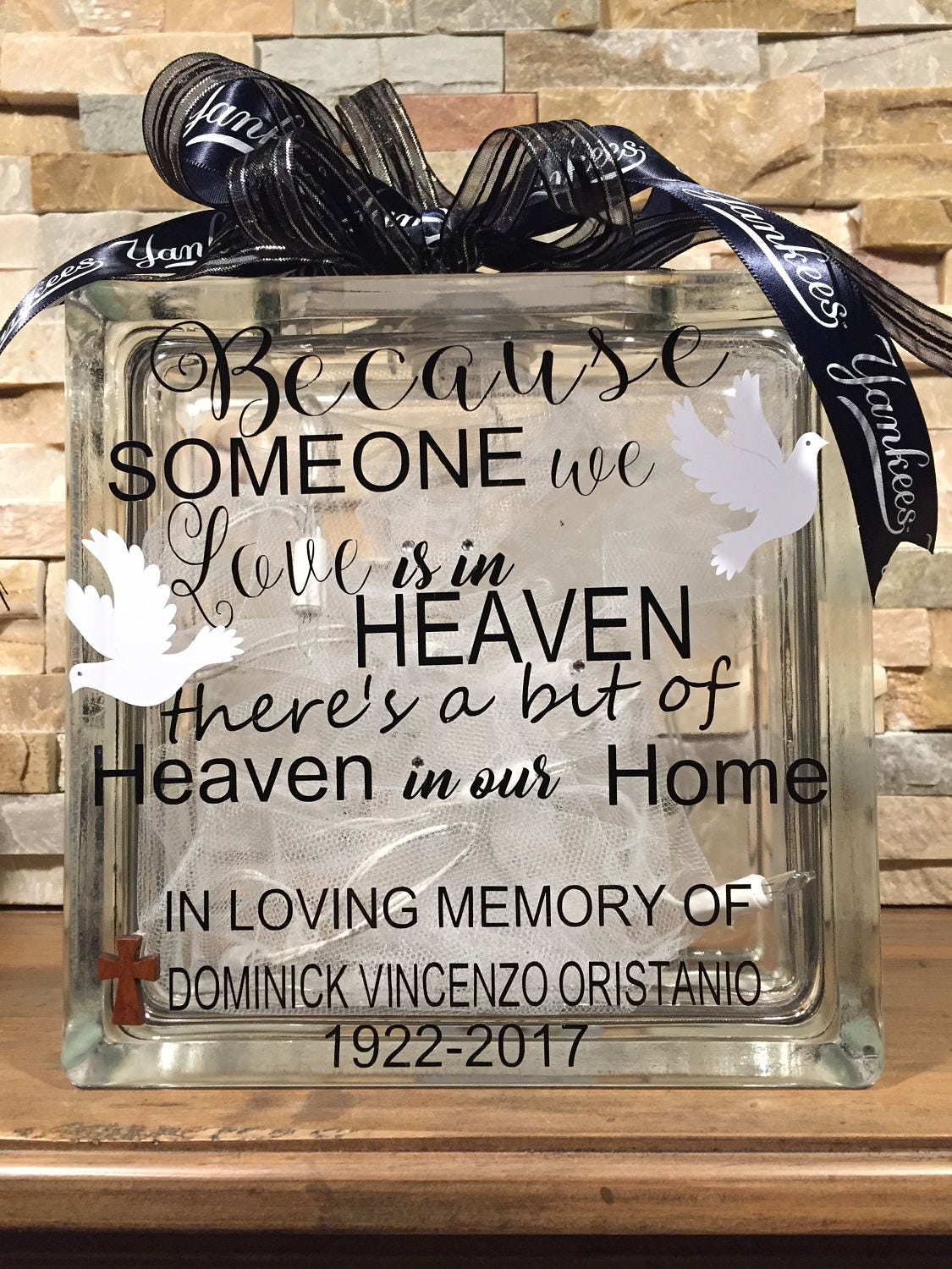 Memorial Glass Blocks, Sympathy Gift, Personalized Glass Block, Custom ...