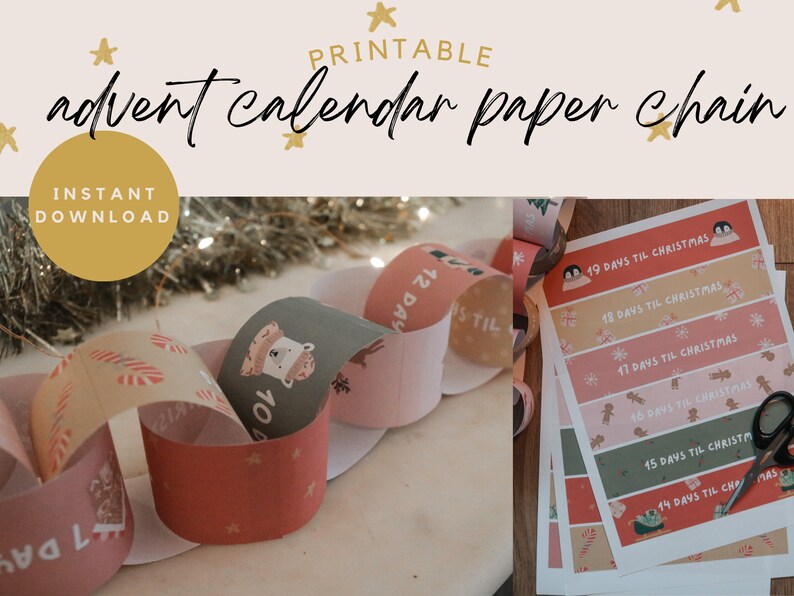 Printable Christmas Advent Calendar Paper Chain Craft Printables for ...
