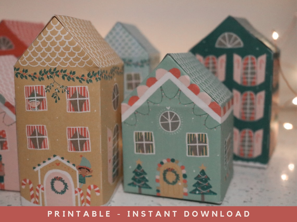 Printable Christmas Houses Paper Craft Printable for Kids Christmas ...